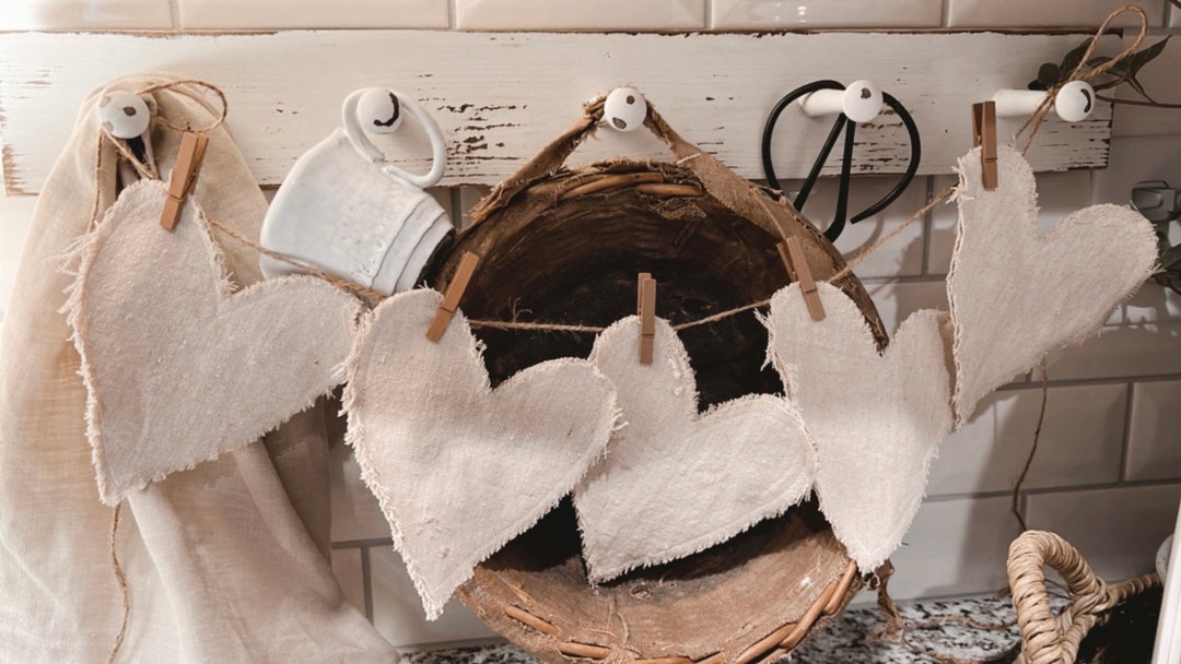 Heart Banner, Frayed Heart Banner, Vintage Inspired Heart Banner ...