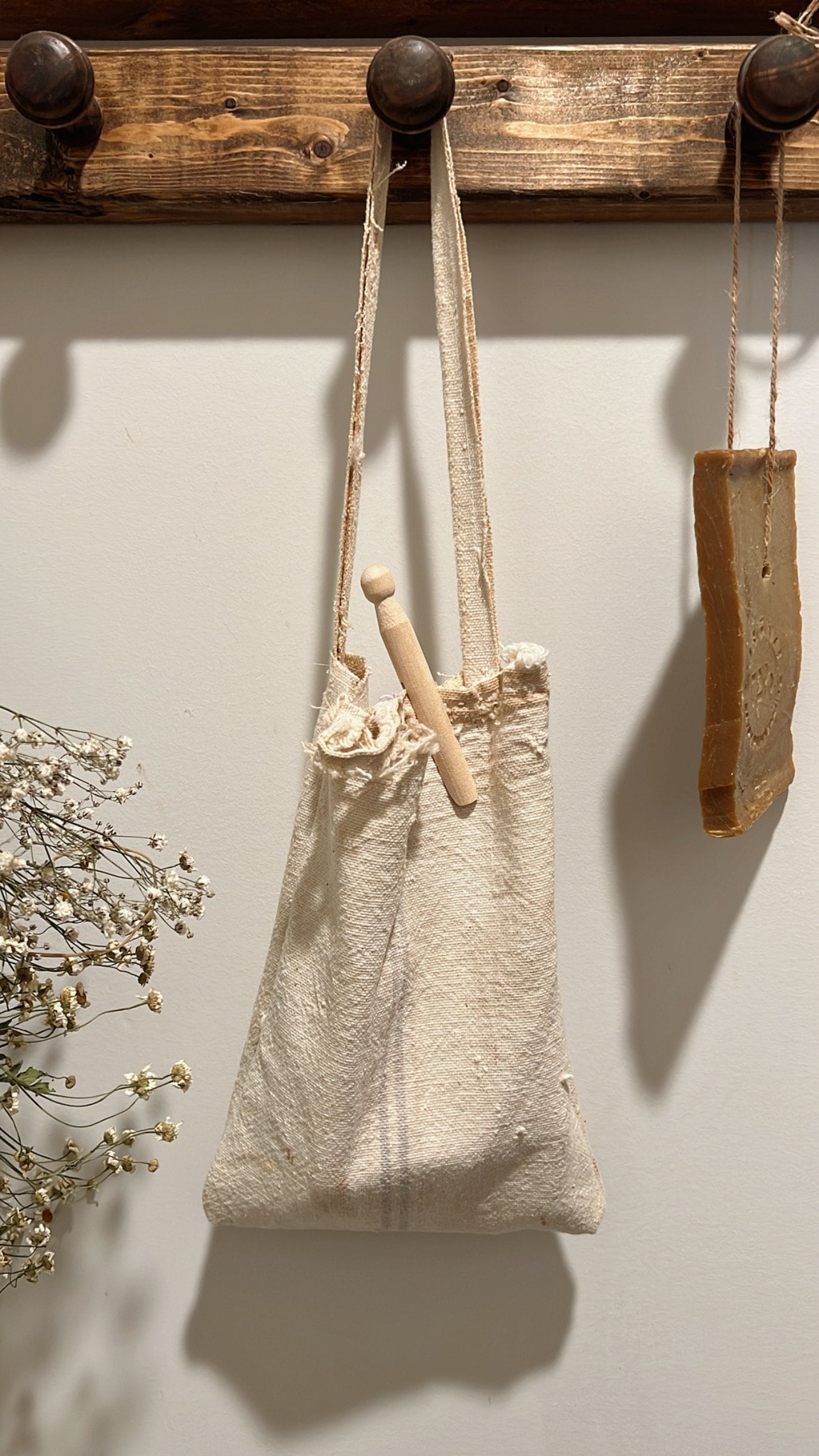 Vintage Grain Sack Hanging Bag, Decorative Vintage Bag, Laundry Bag ...