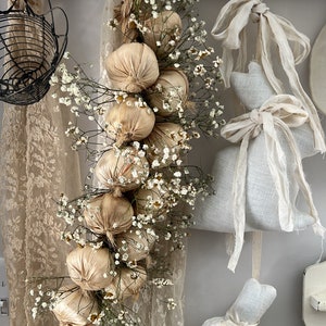 Faux Garlic Braid, Faux Garlic Braid With Dried Flowers, Garlic Decor ...