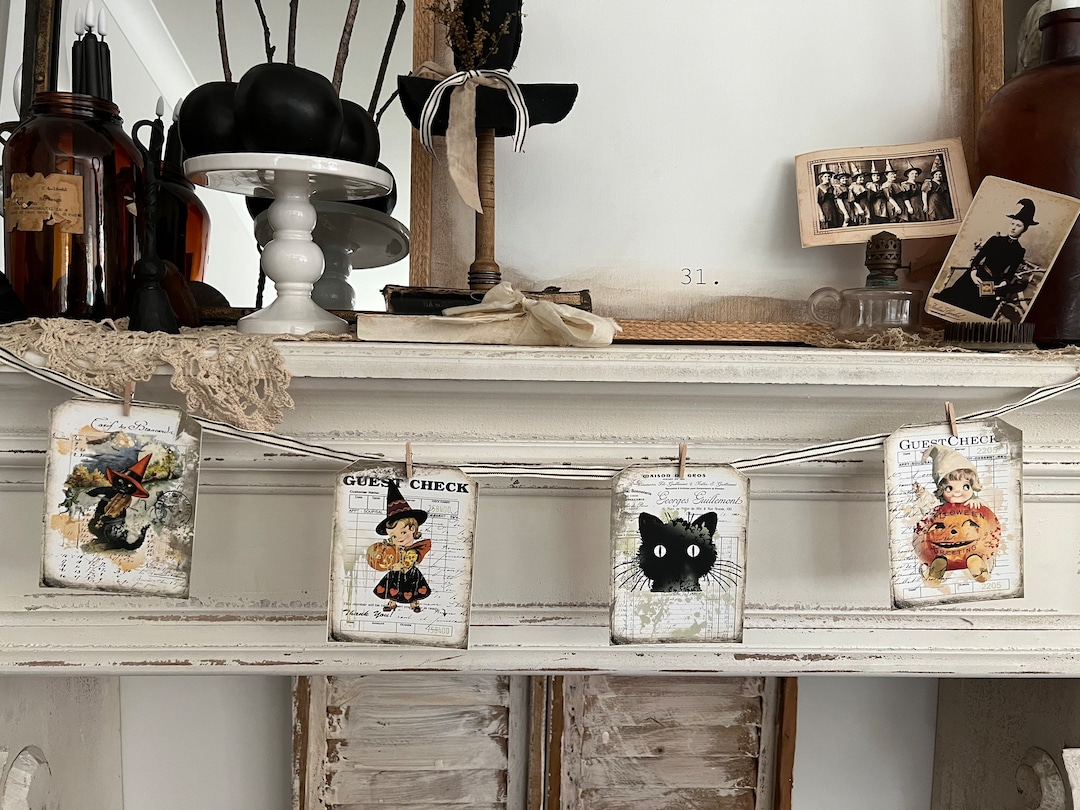 Halloween Banner, Vintage Inspired Halloween Banner, Fall Decor ...