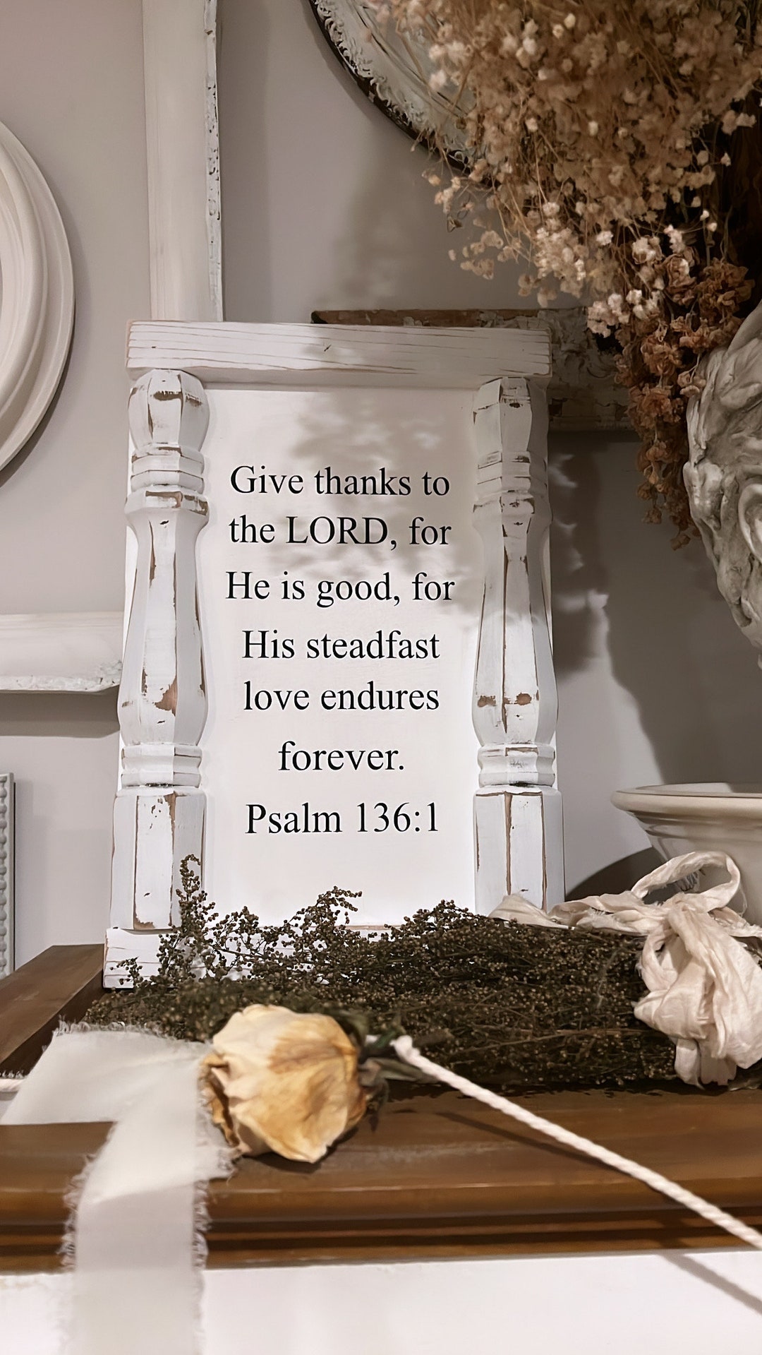 Give Thanks to the LORD Sign, Psalm 136:1 Sign, Spindle Sign ...