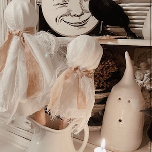 Ghosts on Spindles, Set of Two Ghosts, Halloween Decor, Vintage ...