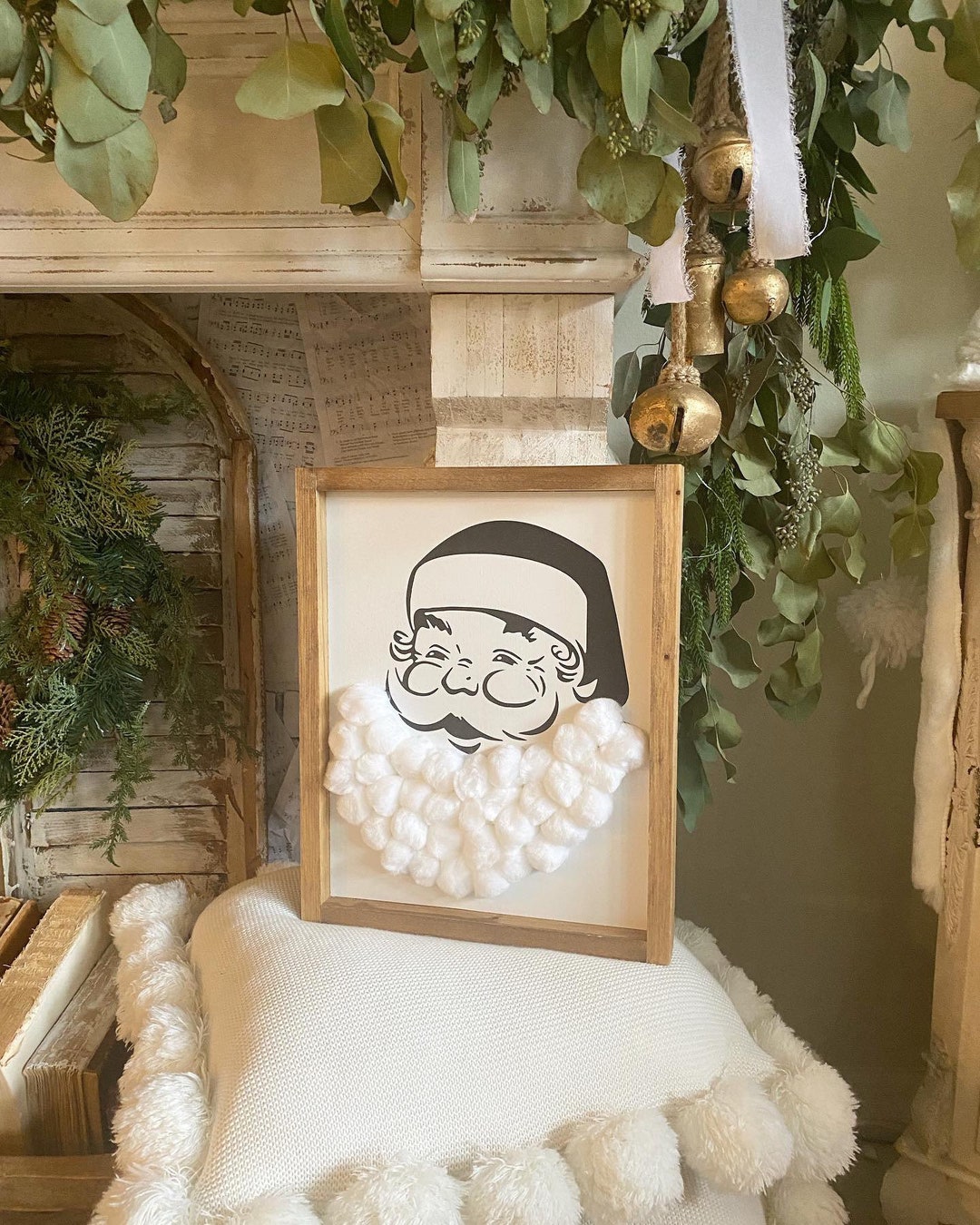 Santa Claus Sign, Christmas Sign, Pom Pom Sign, Gift, PREORDER - Etsy