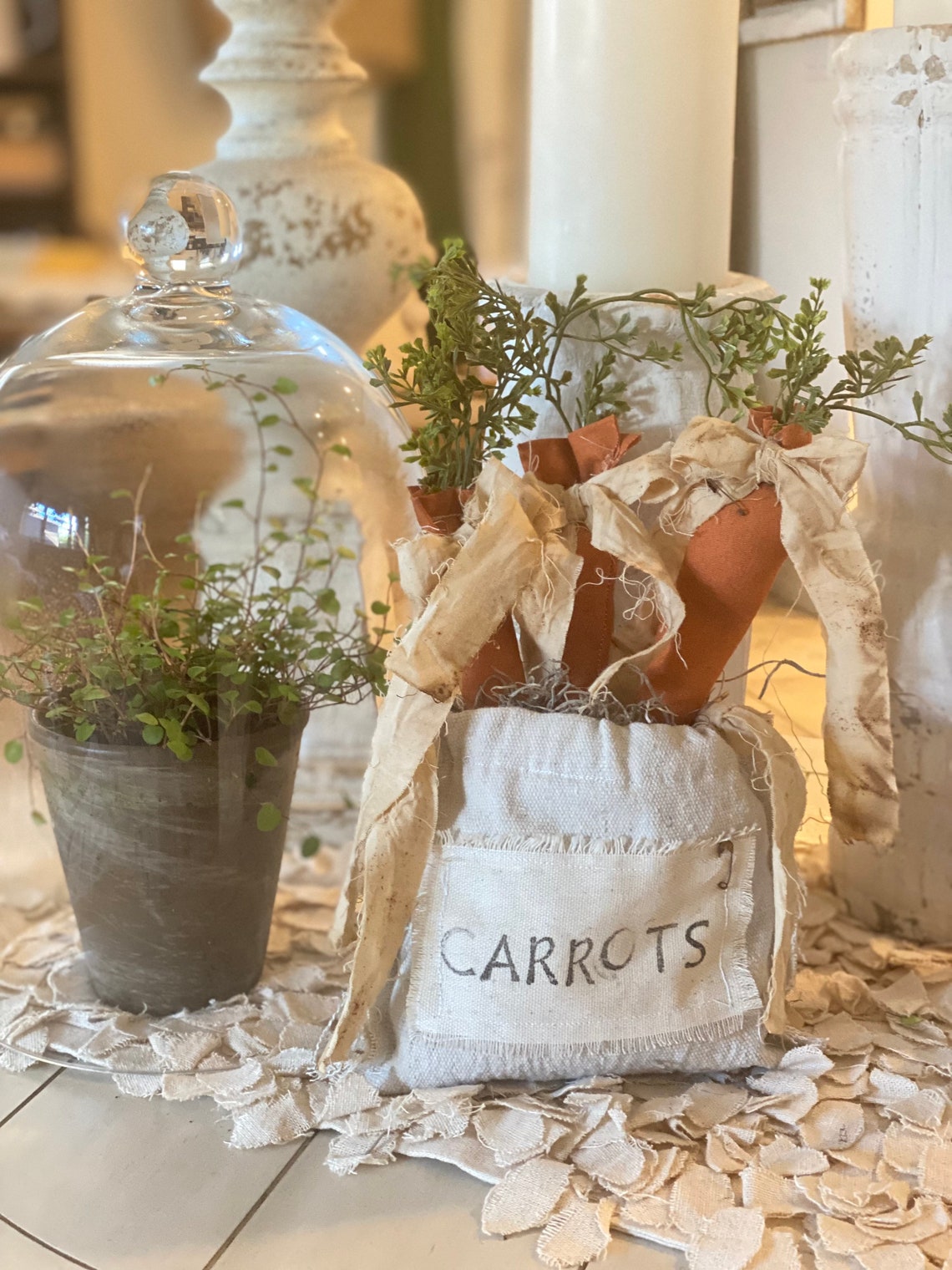 Primitive Fabric Carrots in a Vintage Inspired Bag Easter | Etsy