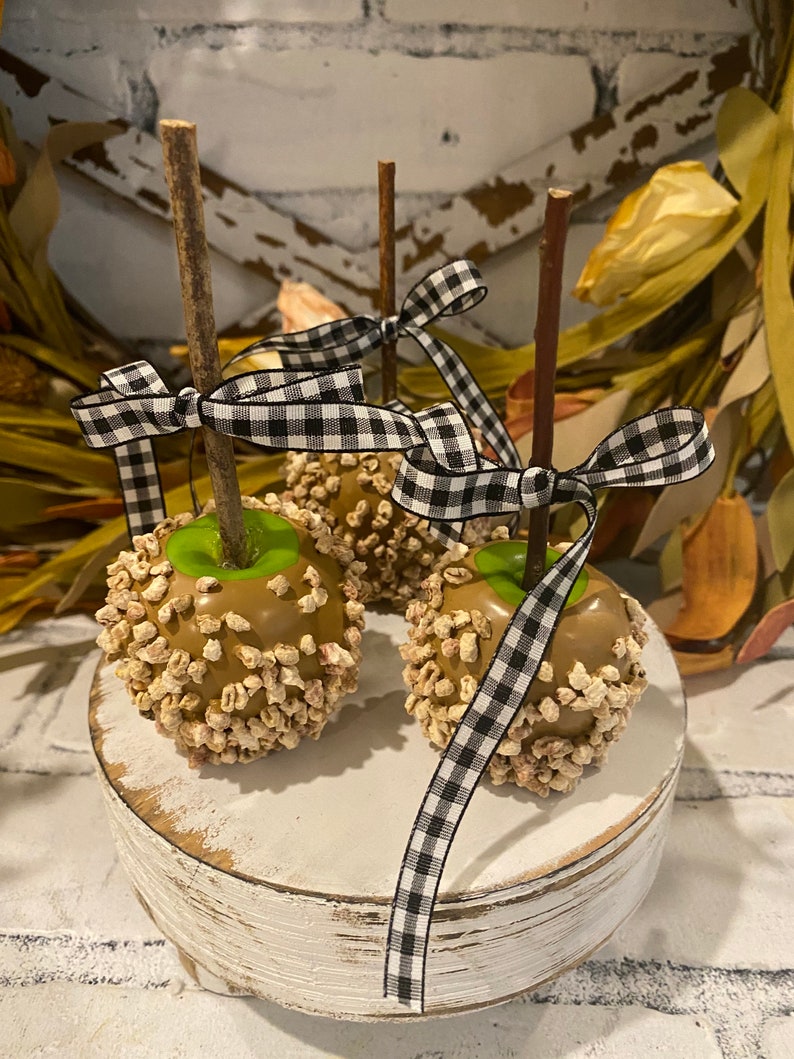 Caramel Apples Set of 3 Mini Green Caramel Apples With Nuts | Etsy
