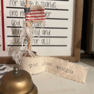 God Bless America Hand Stamped Ribbon on a Spool With a Mini Spindle ...