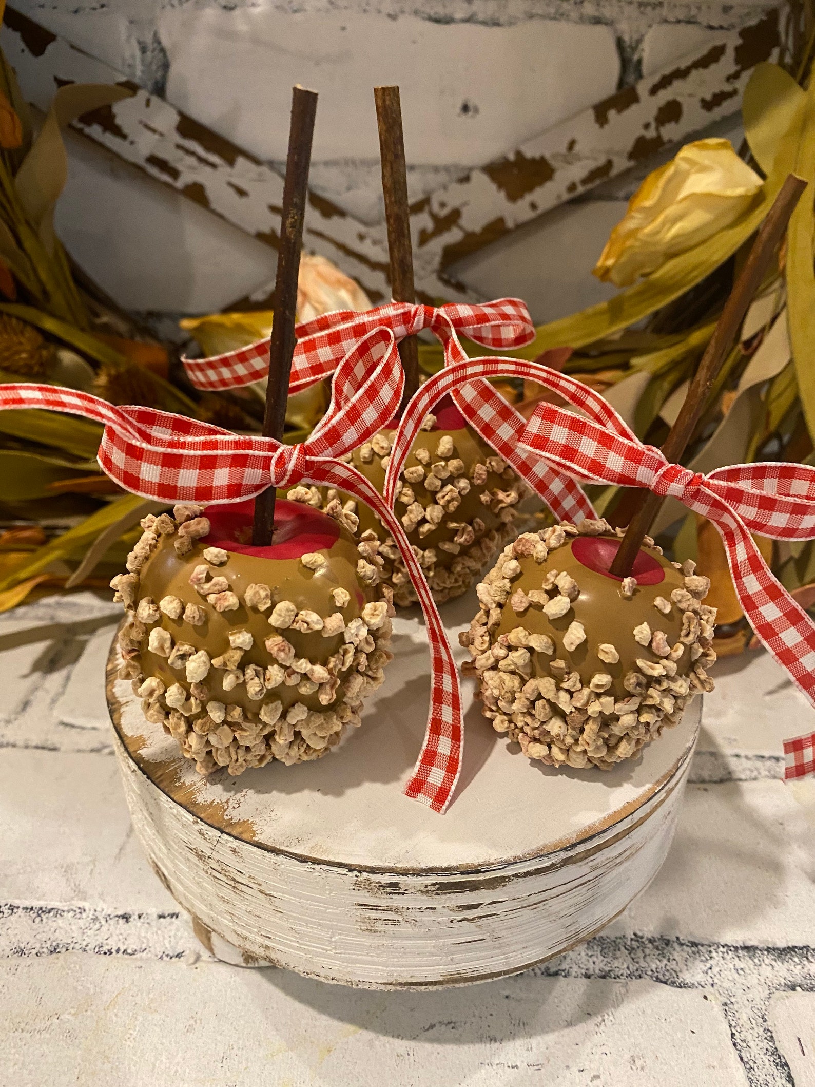 Caramel Apples Set of 3 Mini Red Apples With Nuts Fake Food - Etsy
