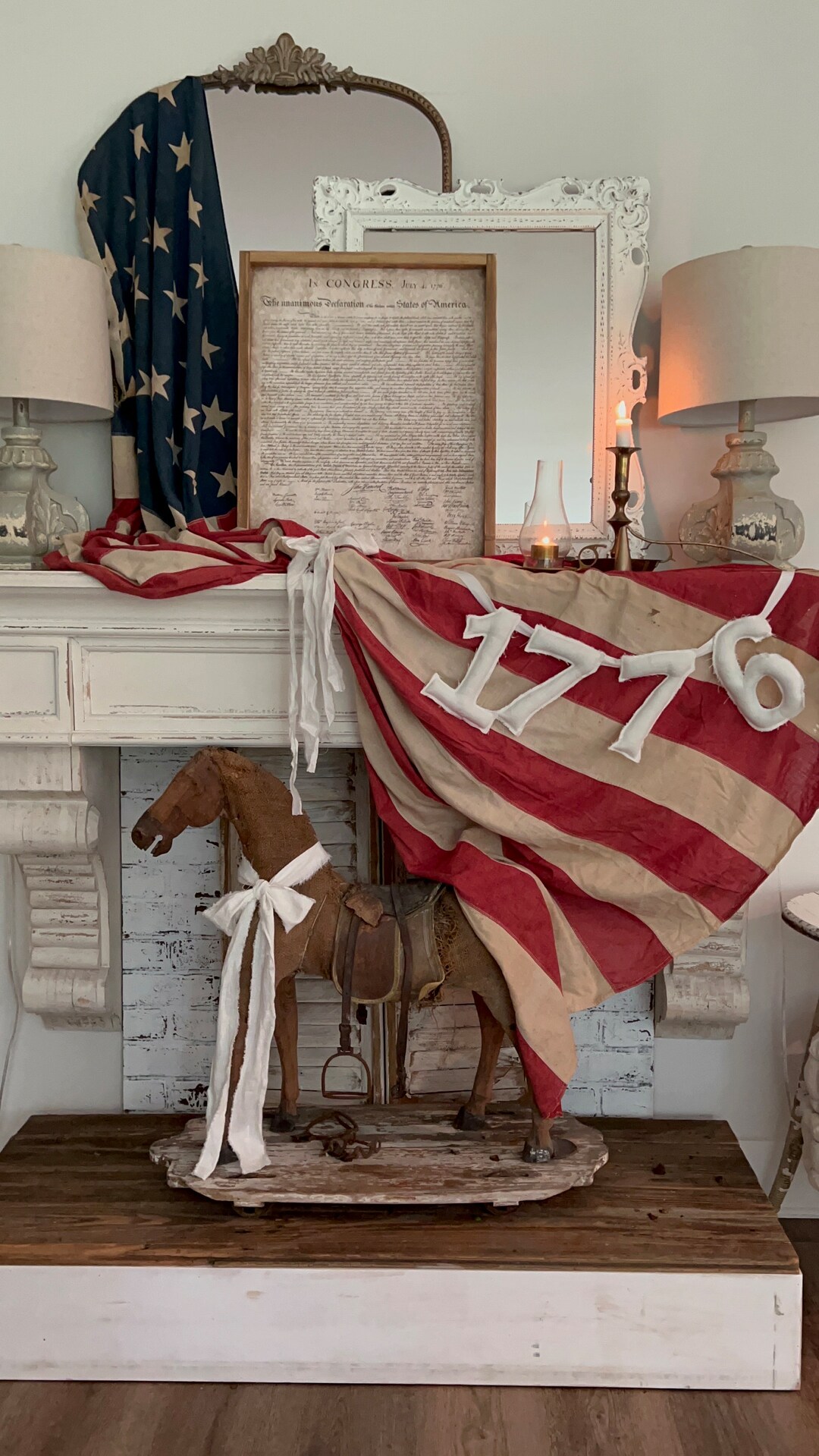 1776 Banner, Linen Banner, Patriotic Banner, America Banner, Patriotic ...