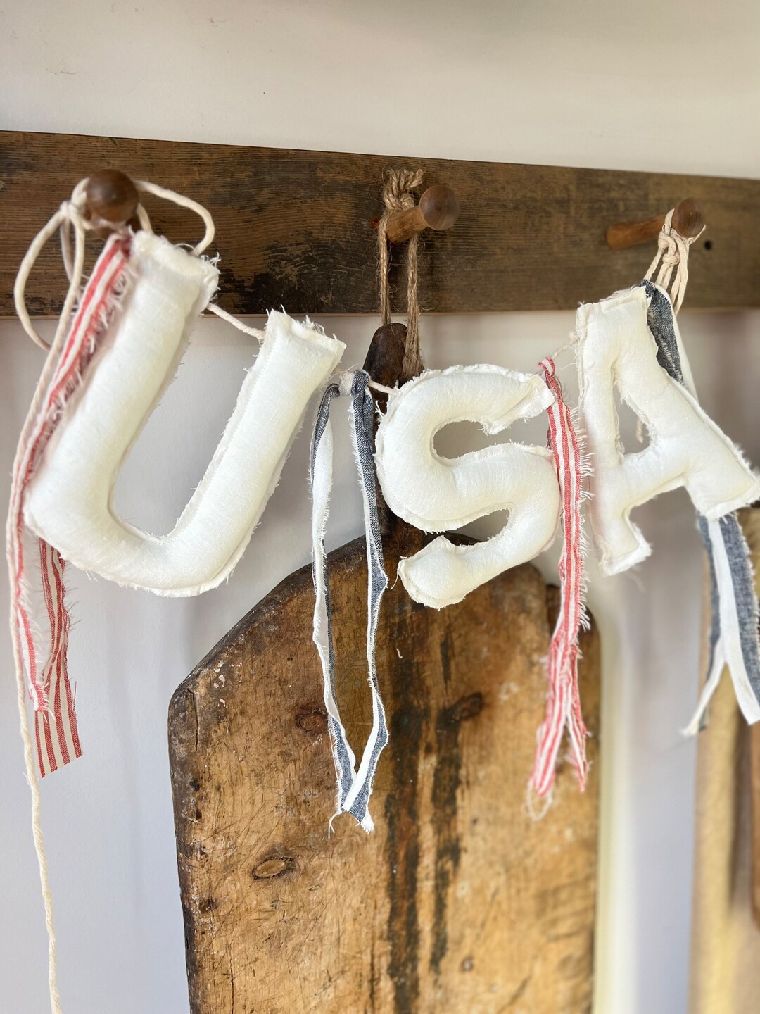 USA Banner, Linen Banner, Patriotic Banner, Memorial Day Decor ...