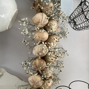 Faux Garlic Braid, Faux Garlic Braid With Dried Flowers, Garlic Decor ...
