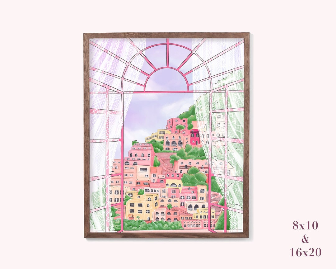 Positano Window View Wall Art Print 12x16, 16x20 8x10 Italy Amalfi ...