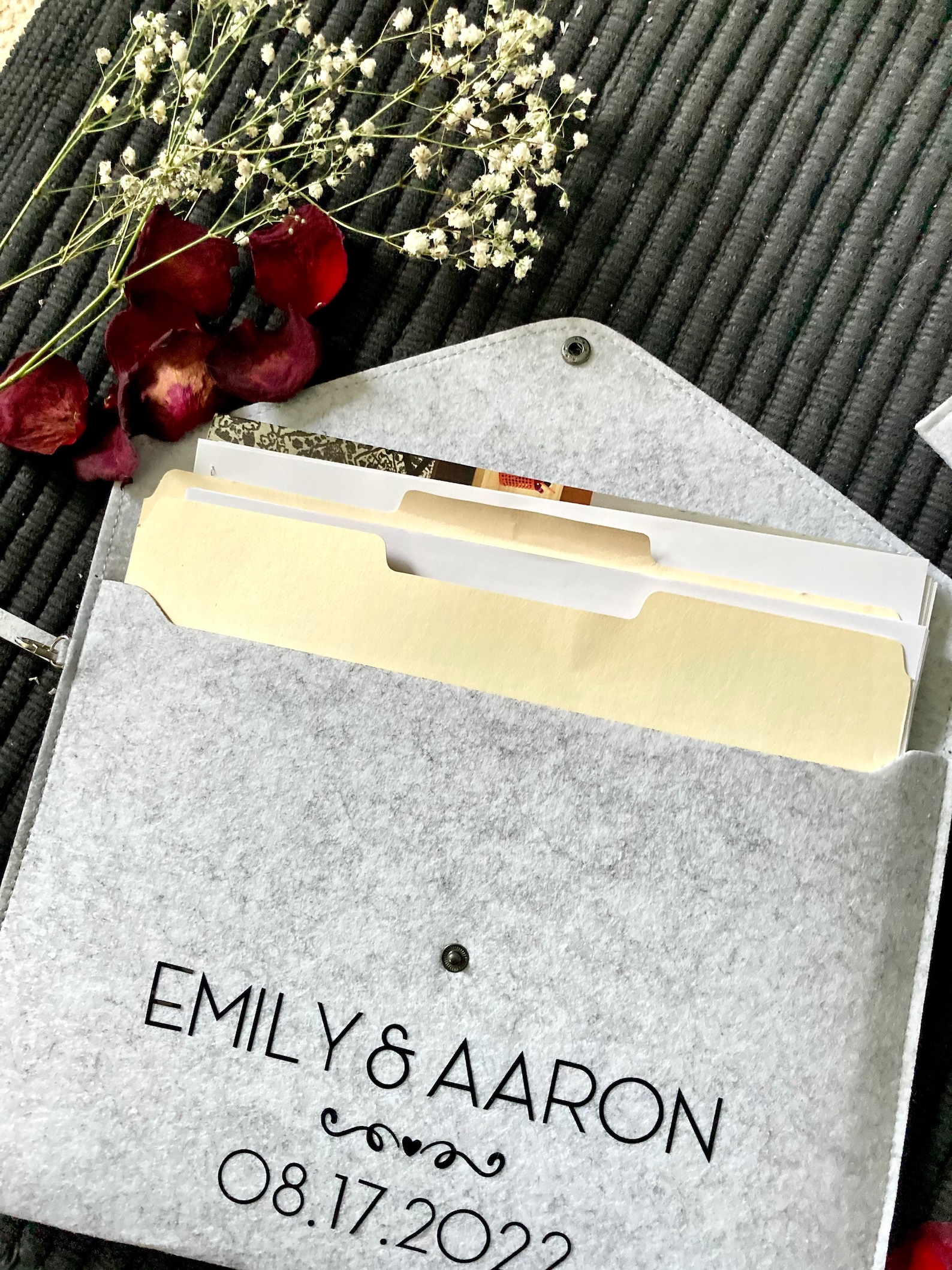 Personalized Grey/black Wedding Planning Felt File Folder, Wedding Day ...