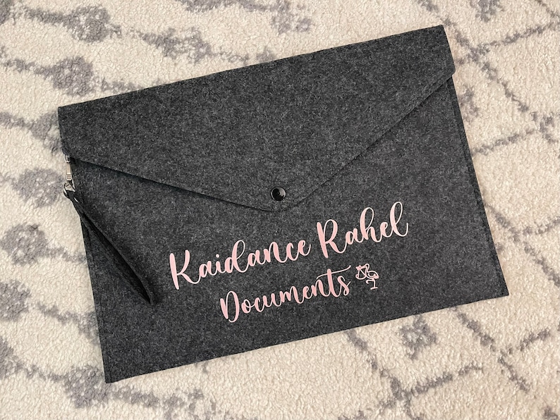 Personalized Grey/black Pregnancy Family Planning Felt File Folder,baby ...