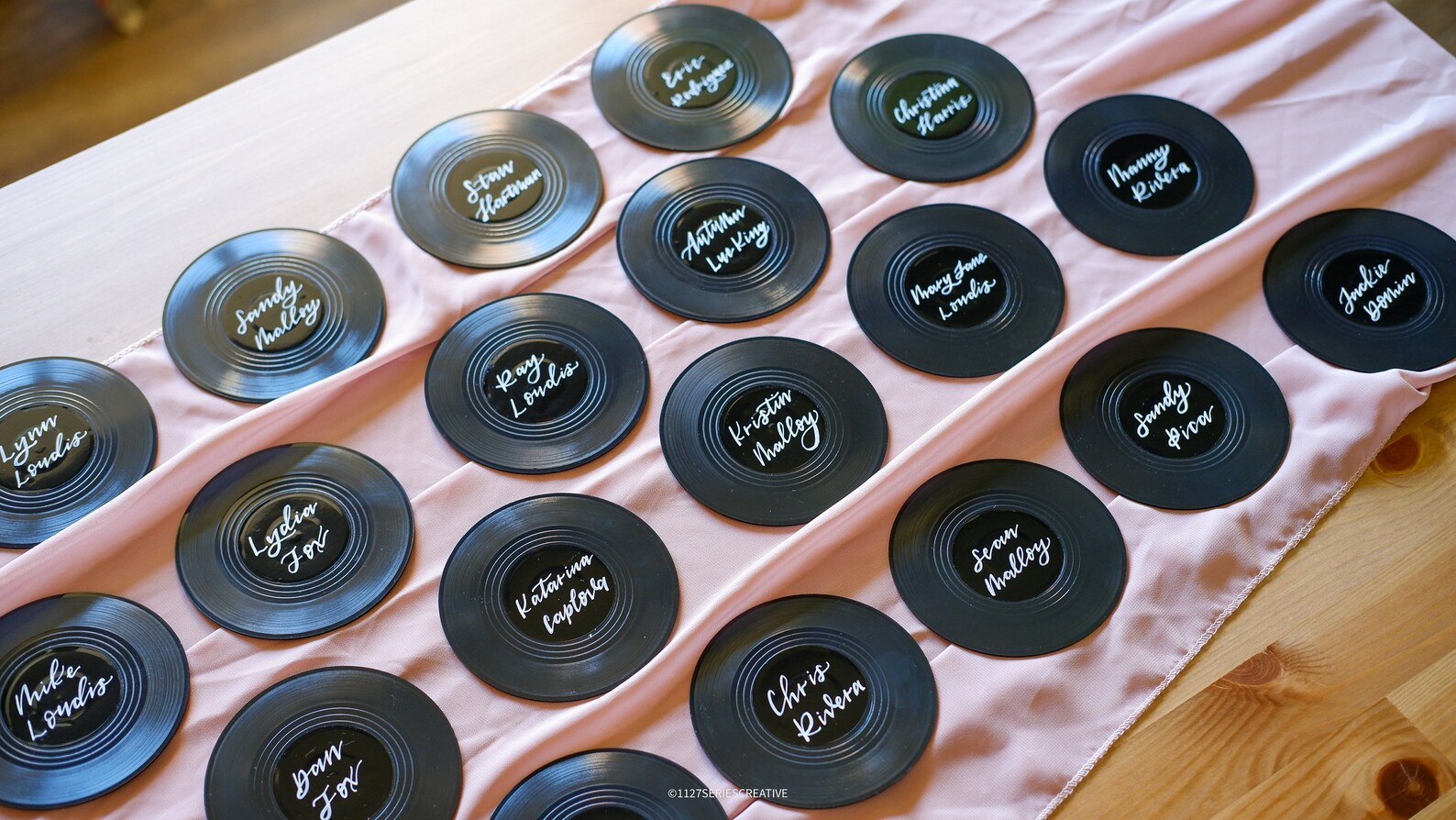 Mini 4 Vinyl Faux Record Coaster Calligraphy Escort - Etsy