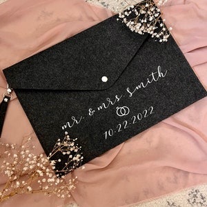 Personalized Grey/black Wedding Planning Felt File Folder, Wedding Day ...