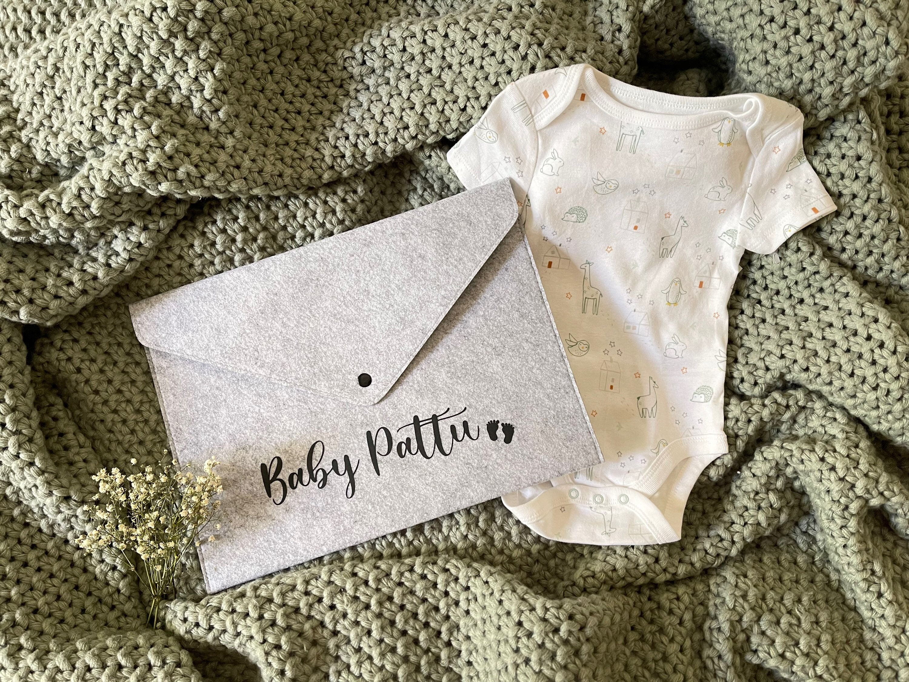 Personalized Grey/black Pregnancy Family Planning Felt File Folder,baby ...