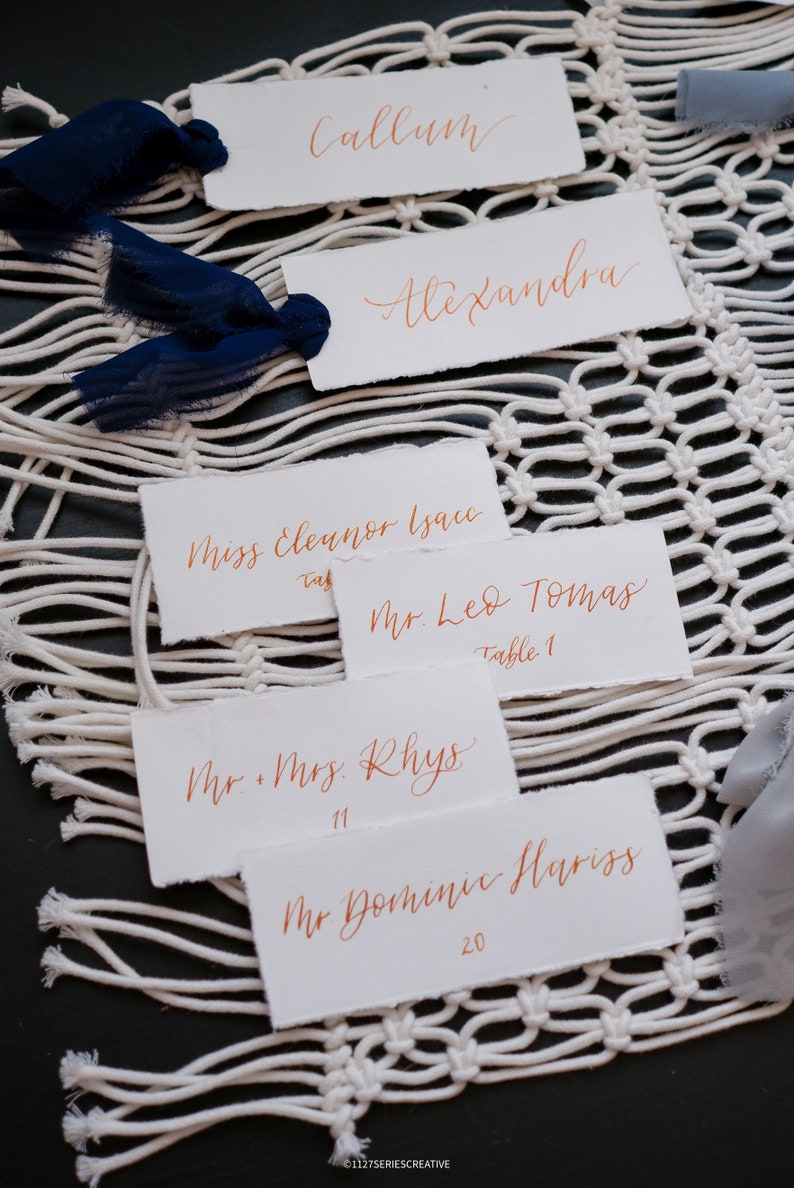 Sets of White ,grey, or Black Handlettered Deckled Edge Hand-torn Flat ...