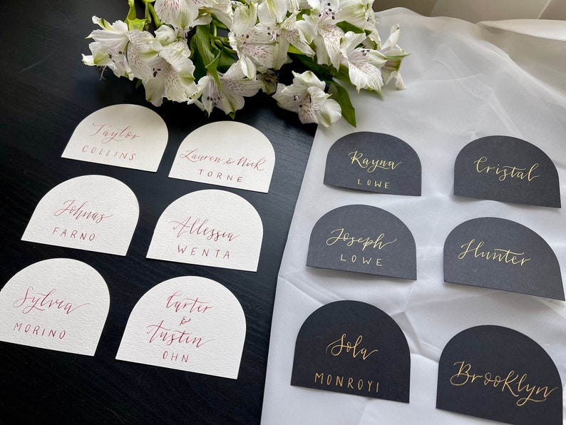 Hand Calligraphy Modern Boho Arch Black&white Place Cards|boho Wedding ...