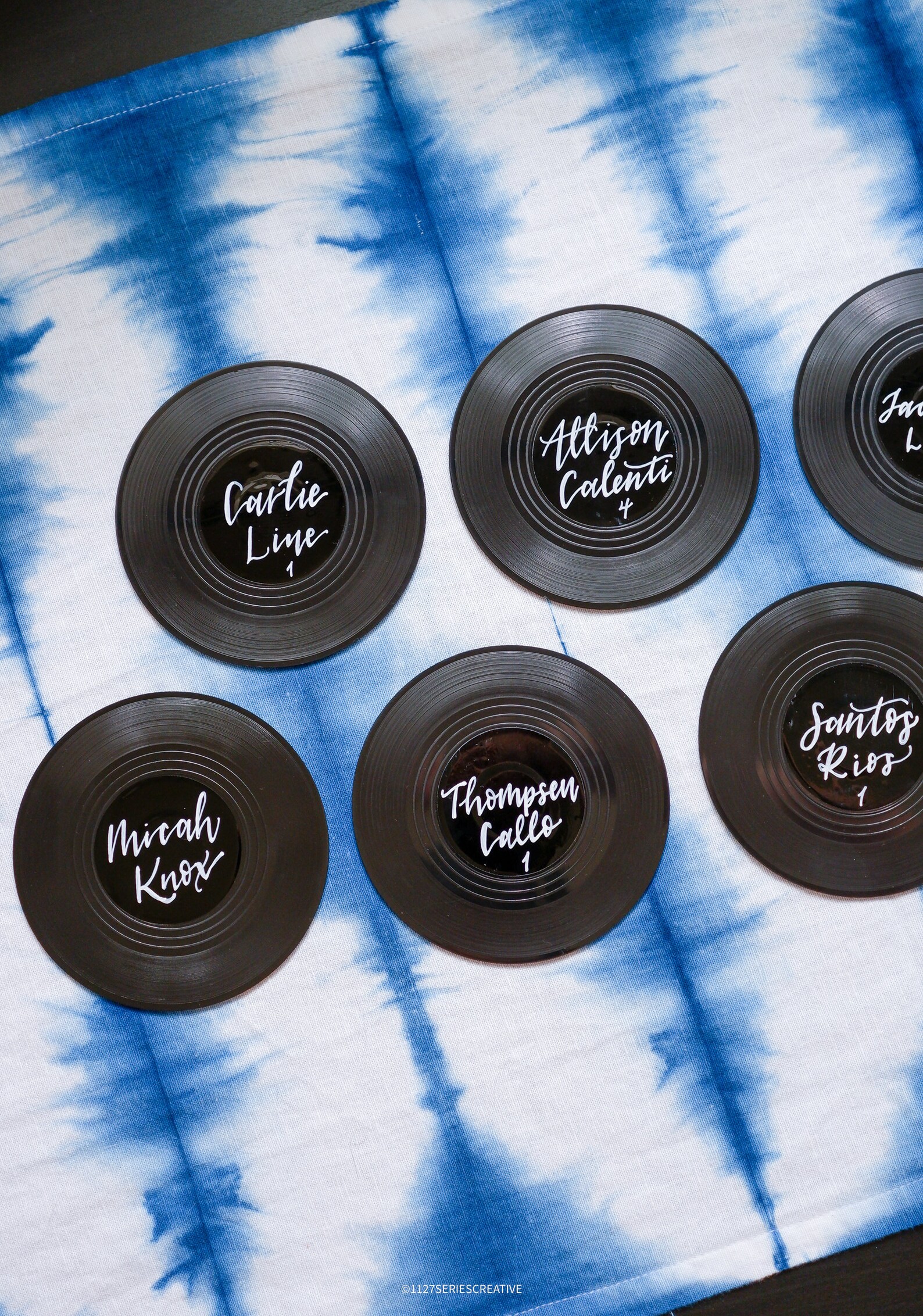 Mini 4 Vinyl Faux Record Coaster Calligraphy Escort - Etsy