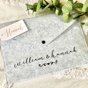 Personalized Grey/black Wedding Planning Felt File Folder, Wedding Day ...