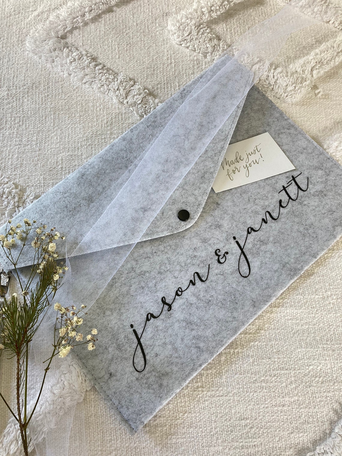 Personalized Grey/black Wedding Planning Felt File Folder - Etsy