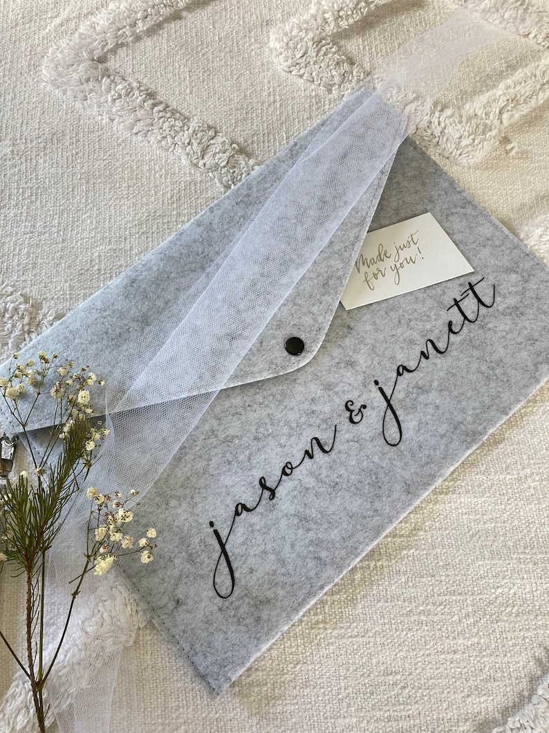 Personalized Grey/black Wedding Planning Felt File Folder - Etsy