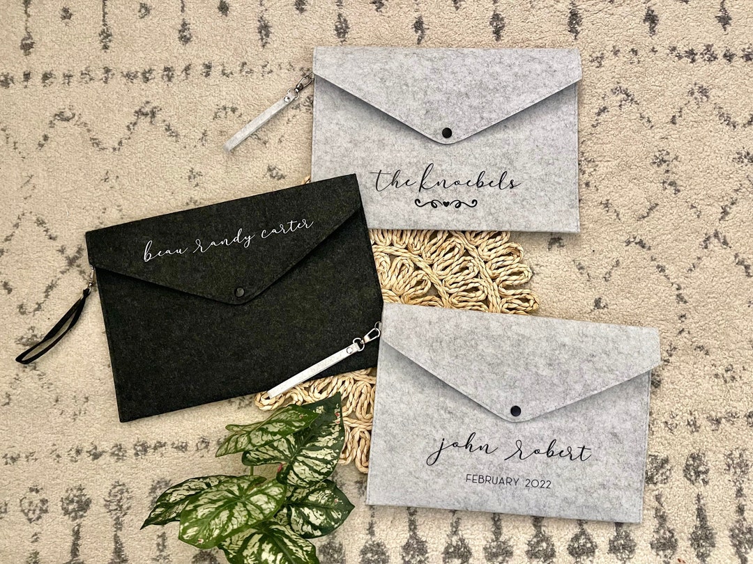Personalized Grey/black Wedding Planning Felt File Folder, Wedding Day ...