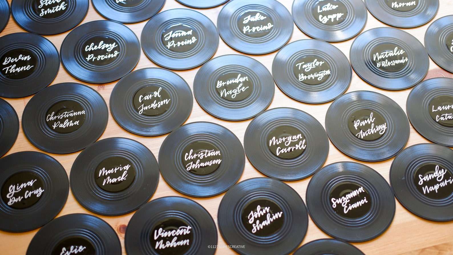 Mini 4 Vinyl Faux Record Coaster Calligraphy Escort - Etsy