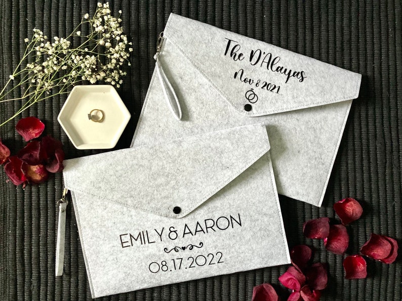 Personalized Grey/black Wedding Planning Felt File Folder - Etsy