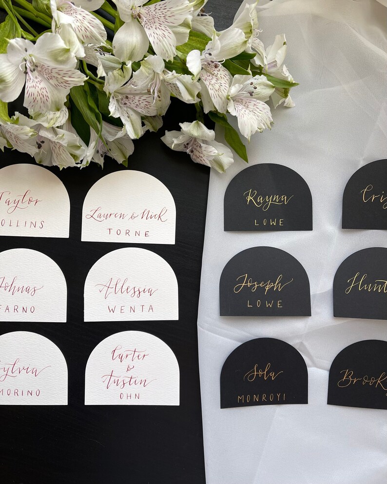 Hand Calligraphy Modern Boho Arch Black&white Place Cards|boho Wedding ...