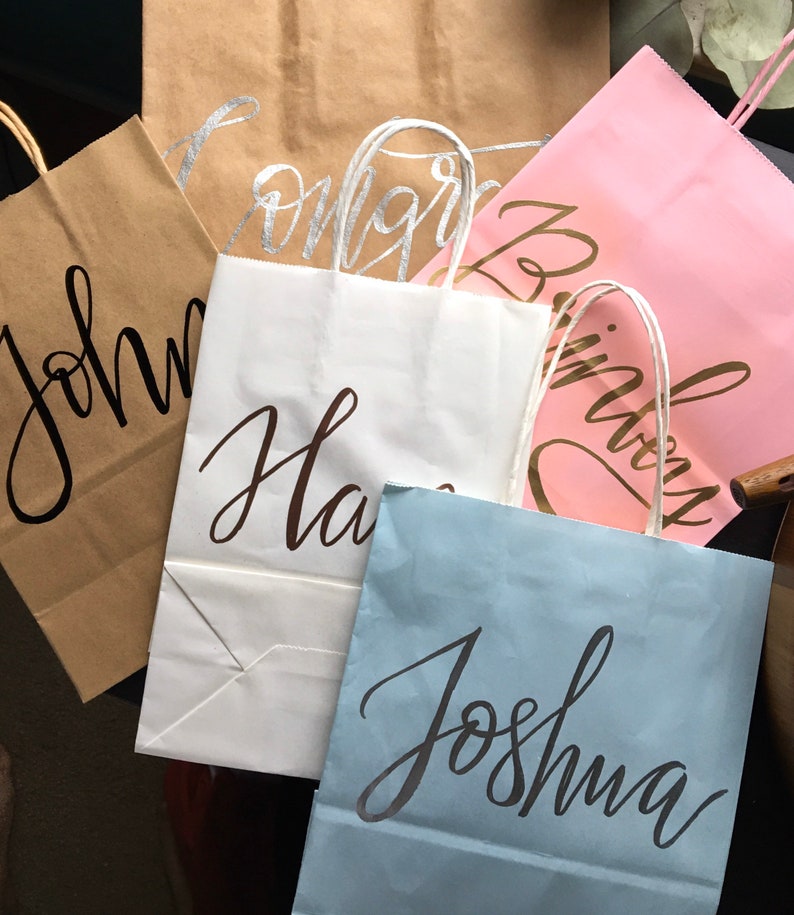 Custom Hand Lettered Customized Gift Bag Personalized Gift | Etsy