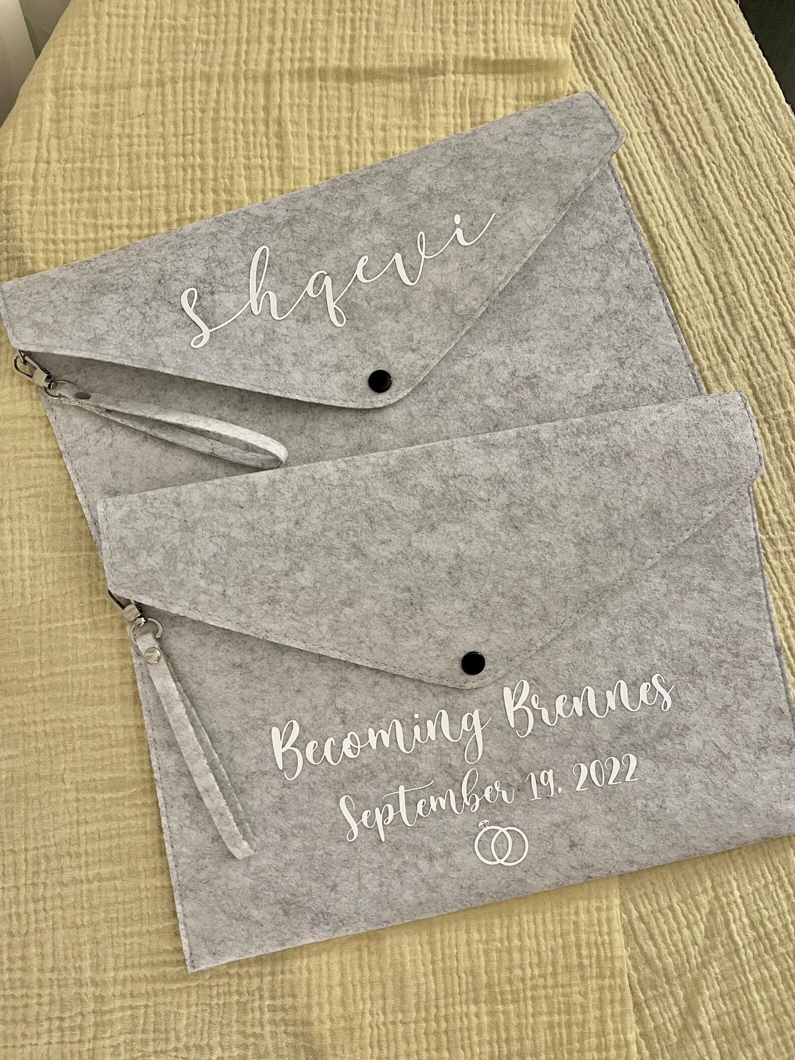 Personalized Grey/black Wedding Planning Felt File Folder - Etsy