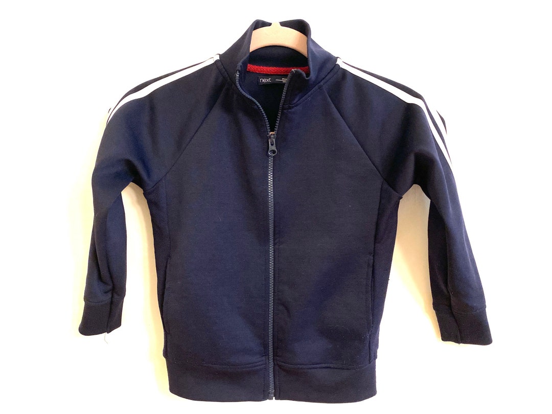 Kids’ Navy Blue Zip-up Track Jacket W/ White Adidas Stripes and Pockets ...