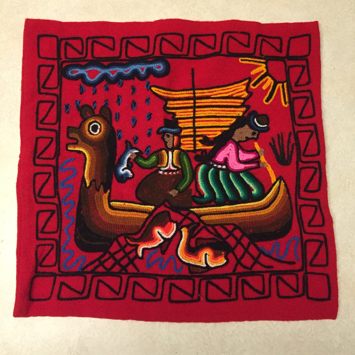 Handmade & Embroidered Tribal Scene Peruvian Wool Pillowcase - Etsy