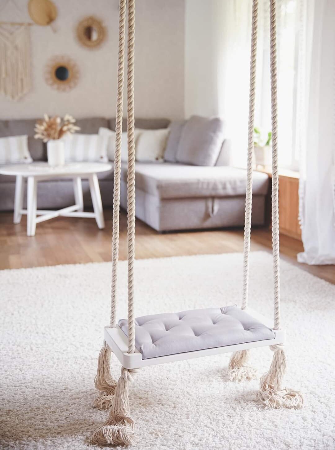 Indoor Kids Swing With Grey Seating. Birthday Gift for Kids. Perfect ...