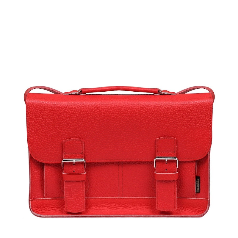 Red Leather Satchel - Etsy