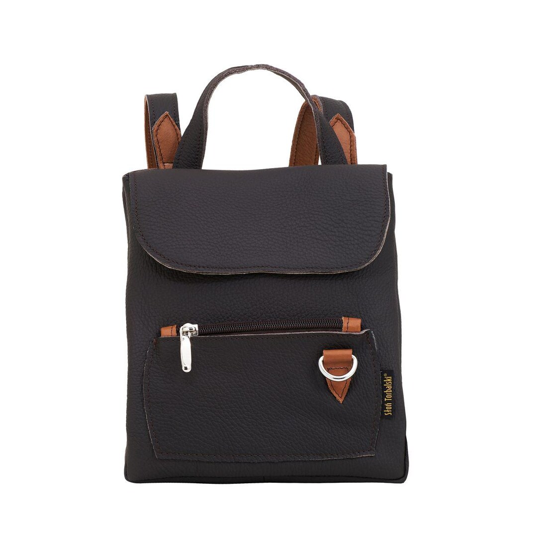 Small Brown Leather Backpack, Genuine Leather Handmade Backpack ...