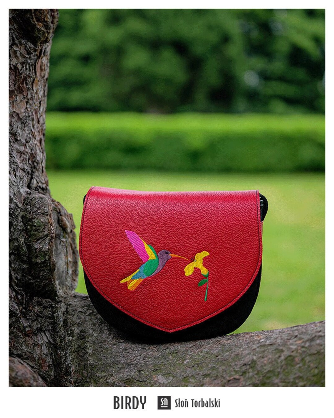 Hummingbird Leather Bag Shoulder Bag Black Red Leather Purse - Etsy Canada