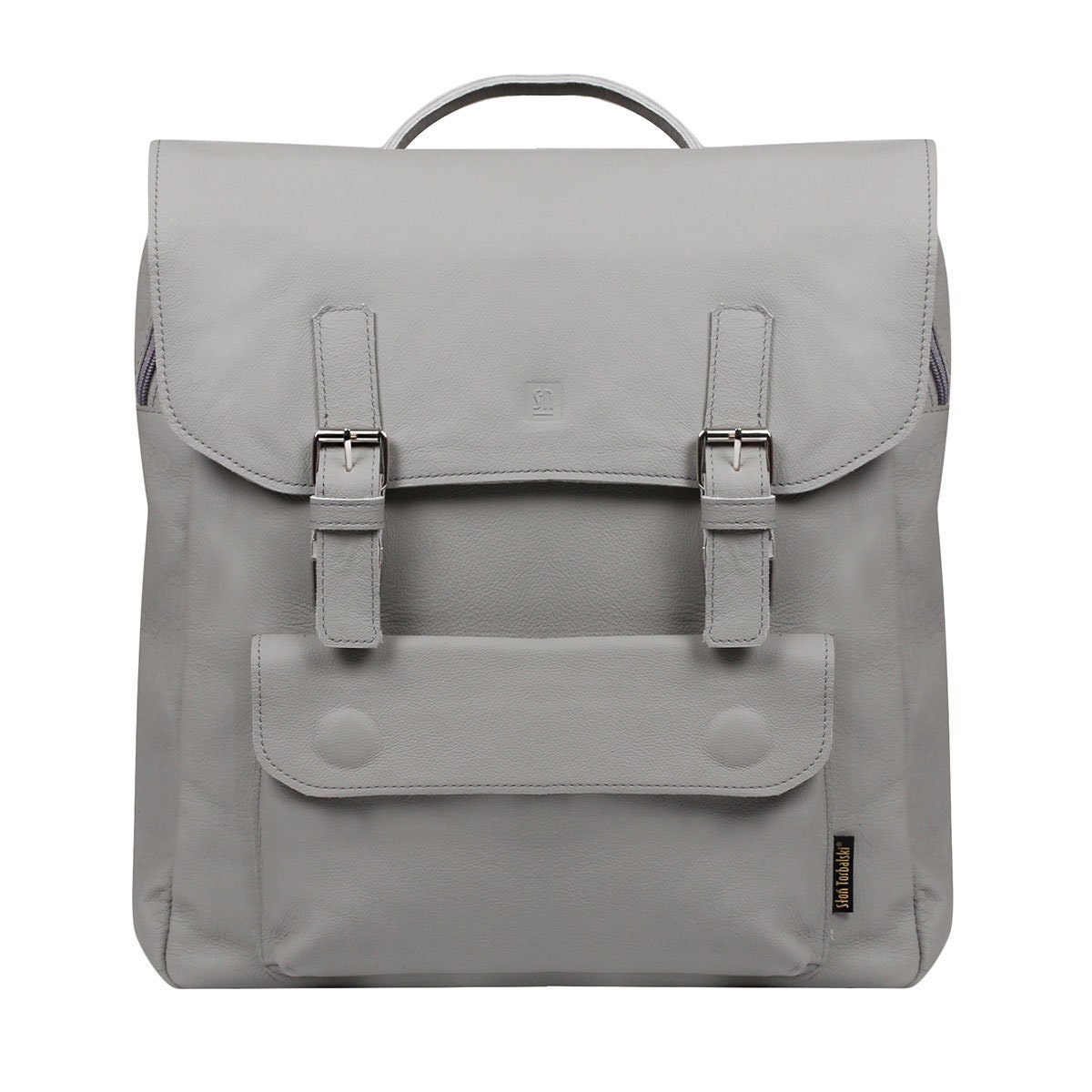 Leather Gray Backpack Retro Style Functional Leather Backpack for Every ...