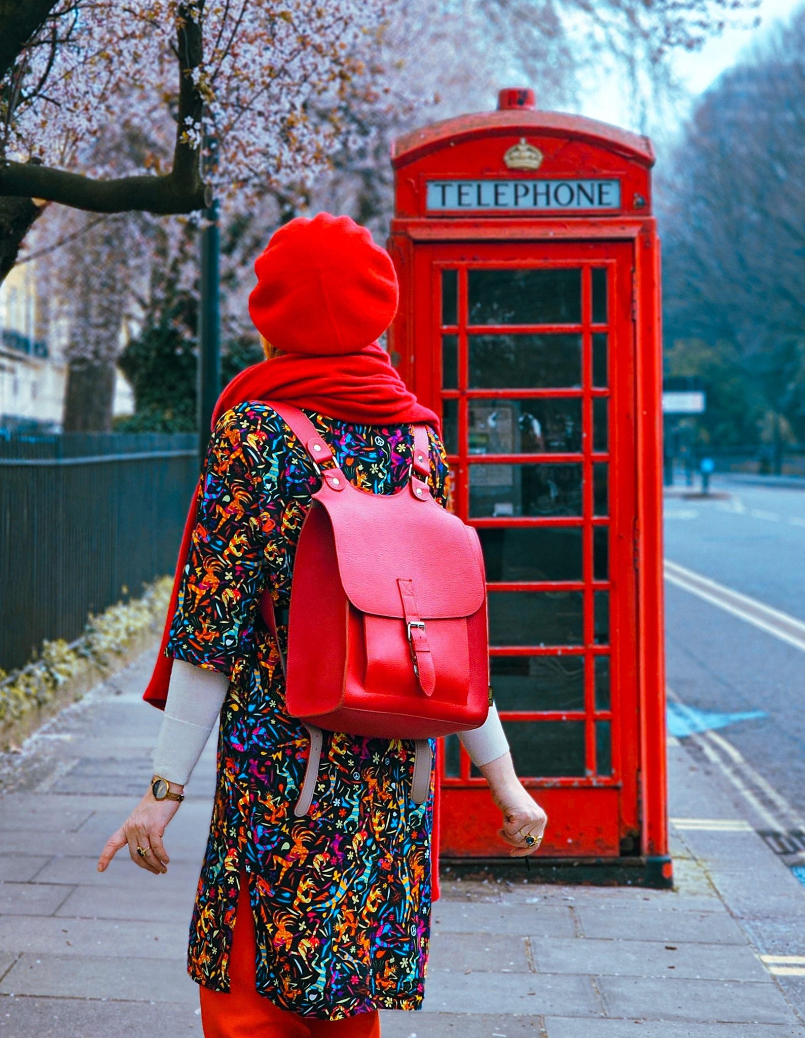 Red Leather Backpack for Women Travel Backpack Leather Rucksack College ...