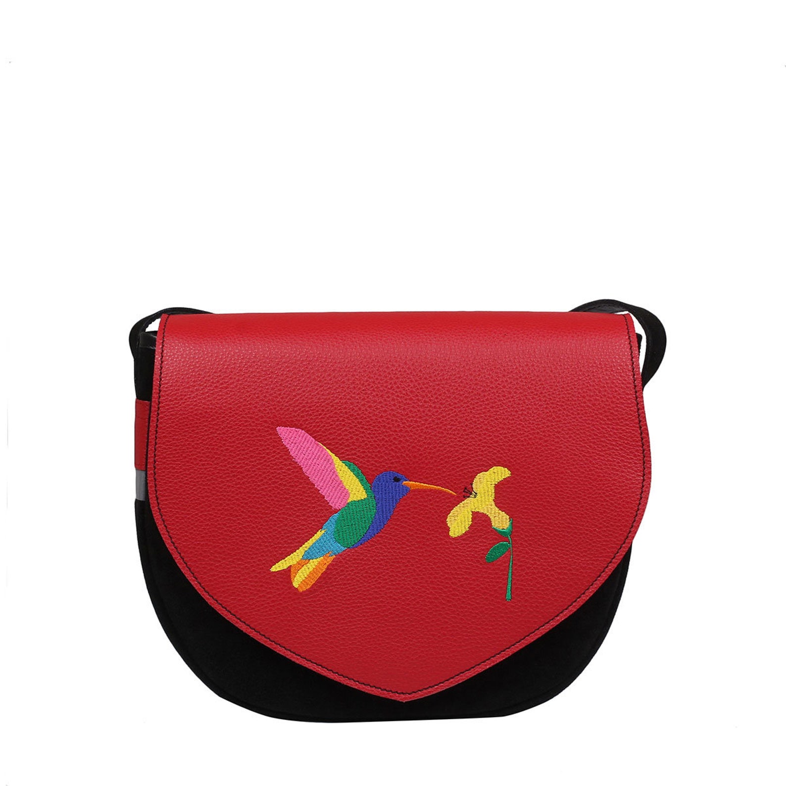 Hummingbird Leather Bag Shoulder Bag Black Red Leather Purse - Etsy Canada