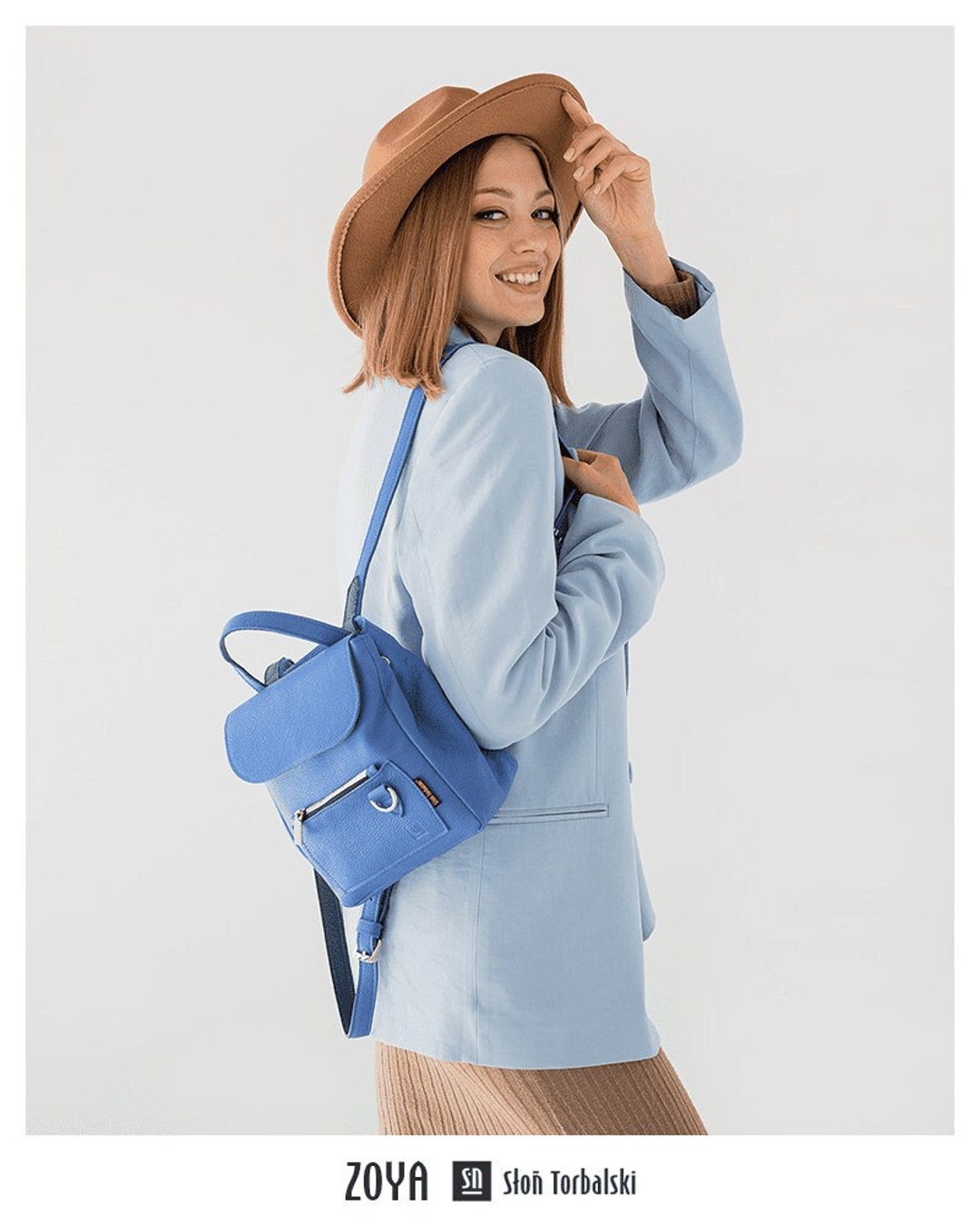 MINI BACKPACK PURSE Sapphire Small Blue Leather Backpack Roomy Backpack ...