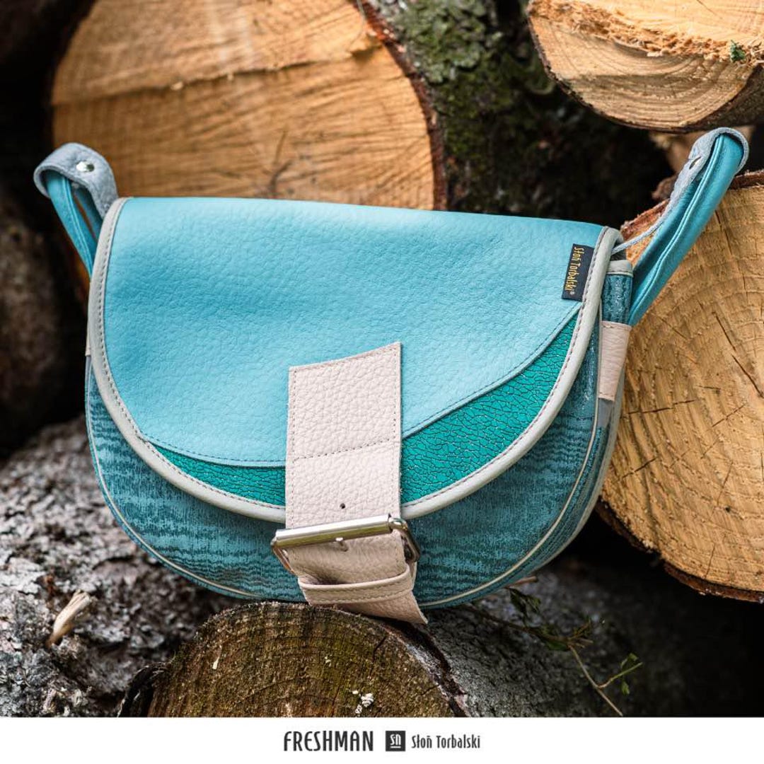 Blue Leather Bag, Handmade Leather Bag, Handbag, Woman Leather Bag ...