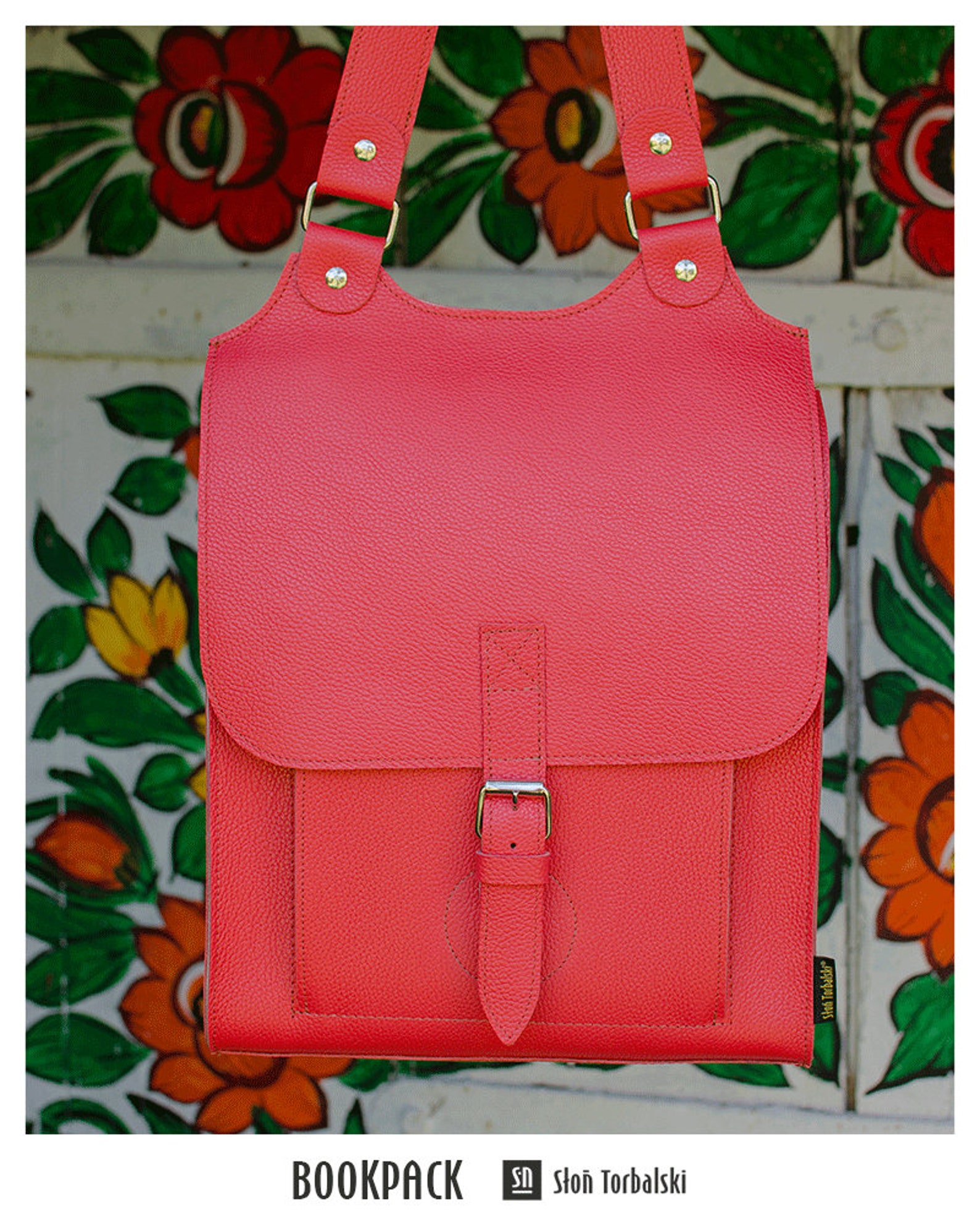 Red Leather Backpack for Women Travel Backpack Leather Rucksack College ...