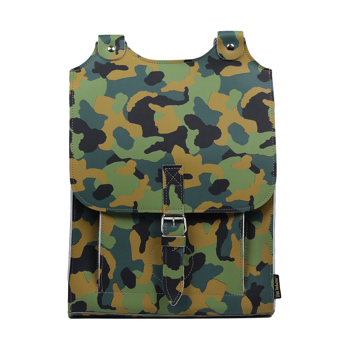 Green Camouflage Backpack Full Grain Leather School Backpack Unisex ...
