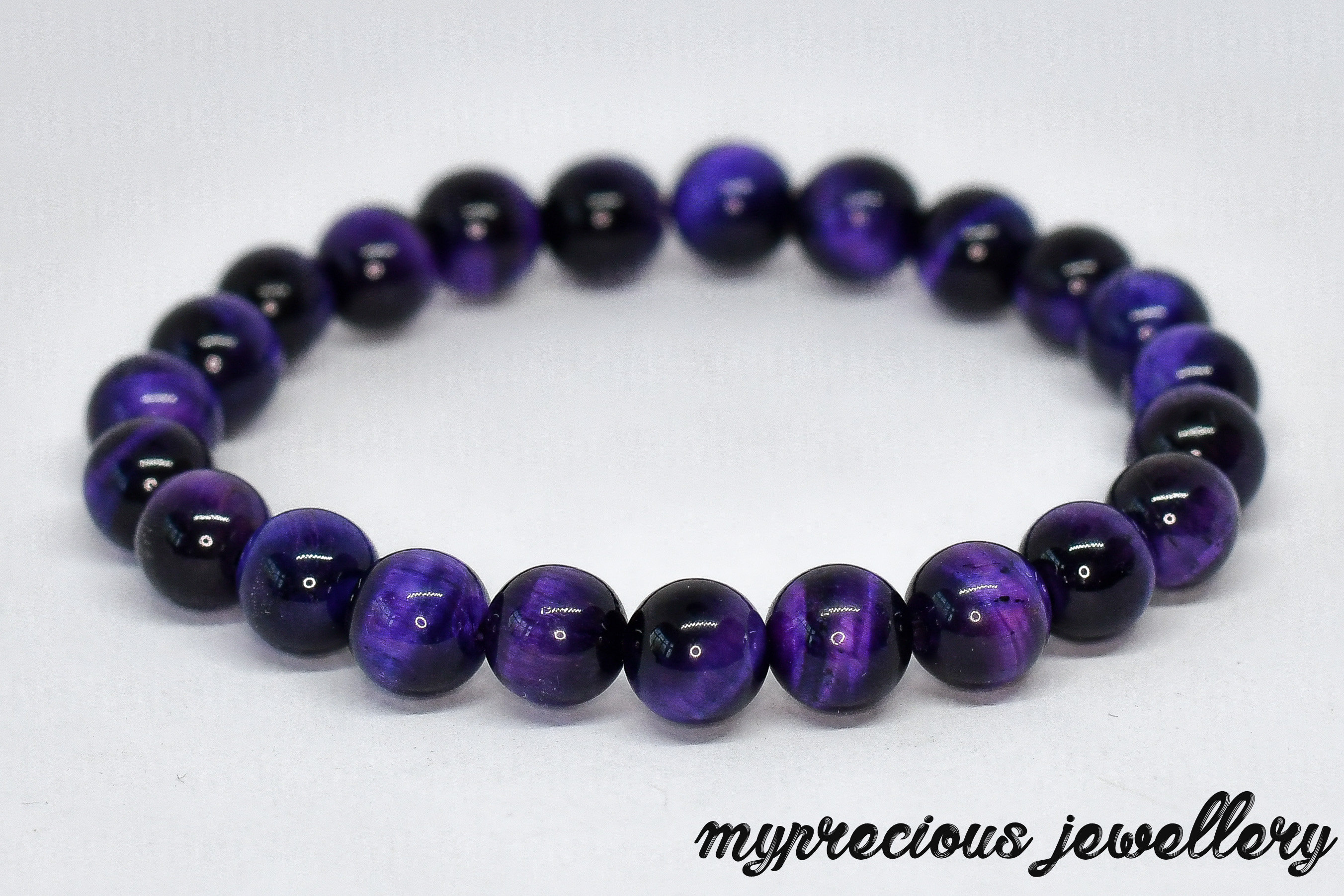 Purple Tiger Eye Gemstone Bracelet Stone UK Rock Elasticated | Etsy