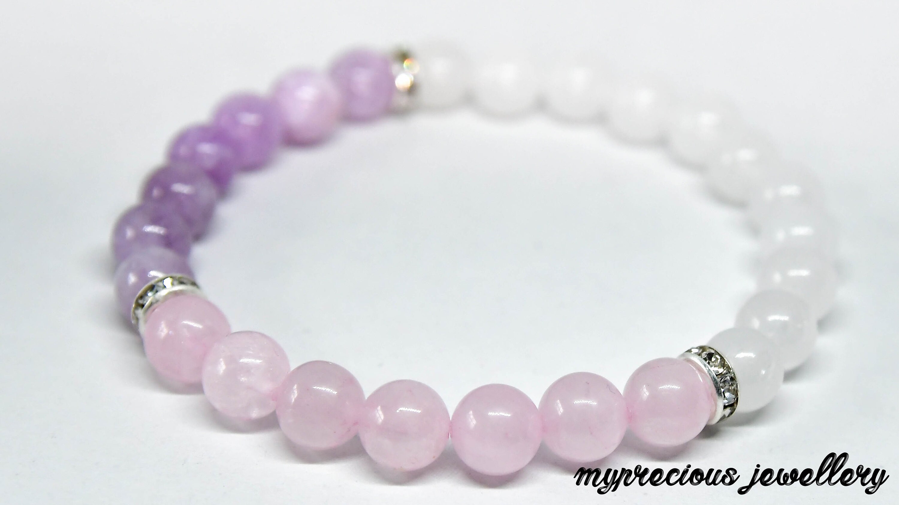Natural Purple Angelite Rose Quartz Jade Bracelet Gemstone - Etsy
