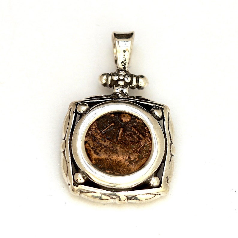 Widows Mite Coin, Sterling Silver Pendant and Chain, Genuine Ancient ...
