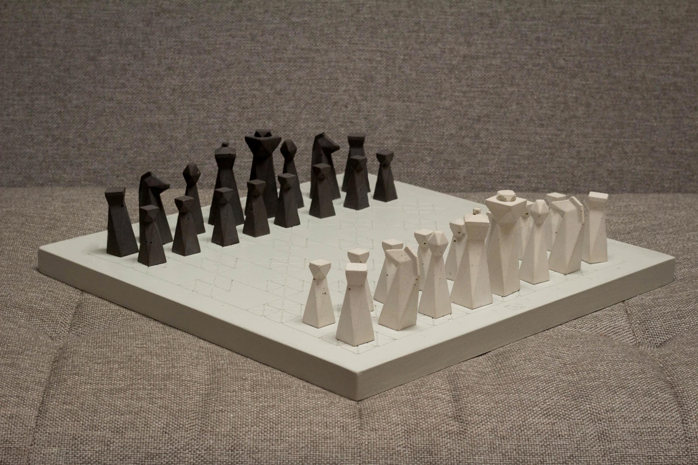 Handmade Modern Concrete Geometric Chess Set With Concrete - Etsy