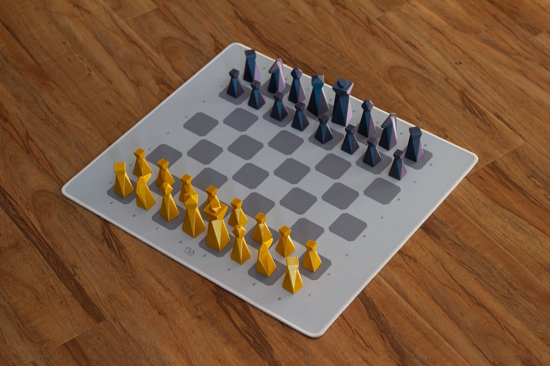 Modern Geometric Chess Set, Personalized Gift, Roll-up Chessboard, 3D ...